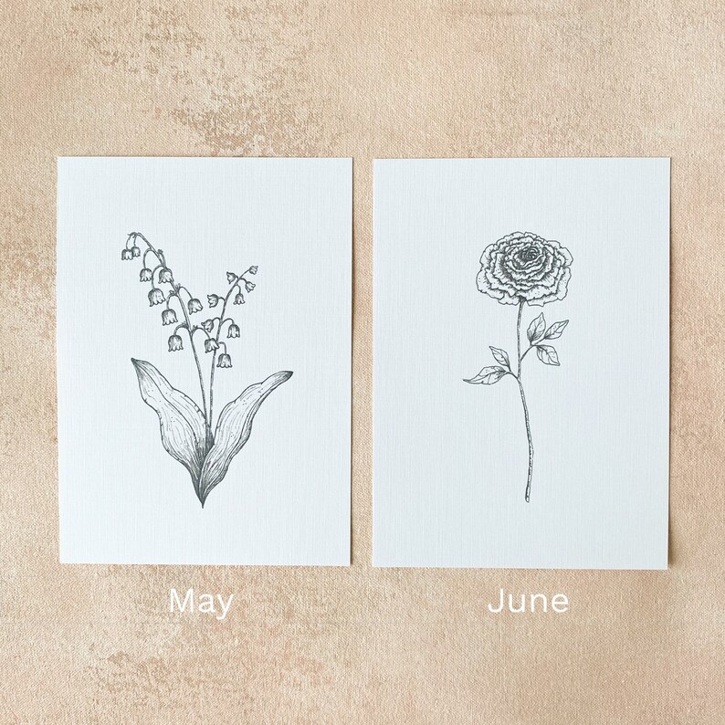 Ink Birth Month Flower Prints. Floral Garden Collage Floral - Etsy
