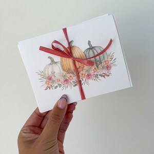 Fall Pumpkins Note Card Set Watercolor Flowers Fall Stationery - Etsy