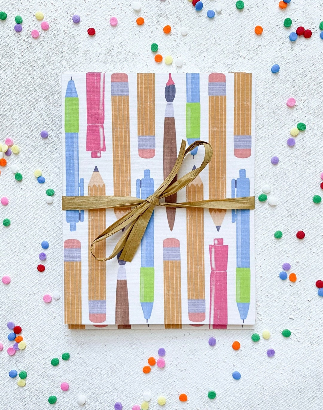School Note Card Set Back to School Pencils Teacher Stationery Teacher ...
