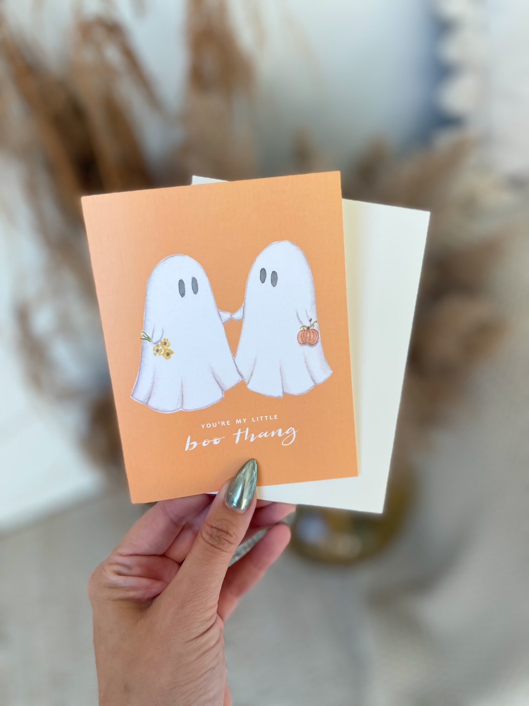 Two Ghosts Holding Hands Boo Thing Pumpkin Halloween Spooky Card - Etsy