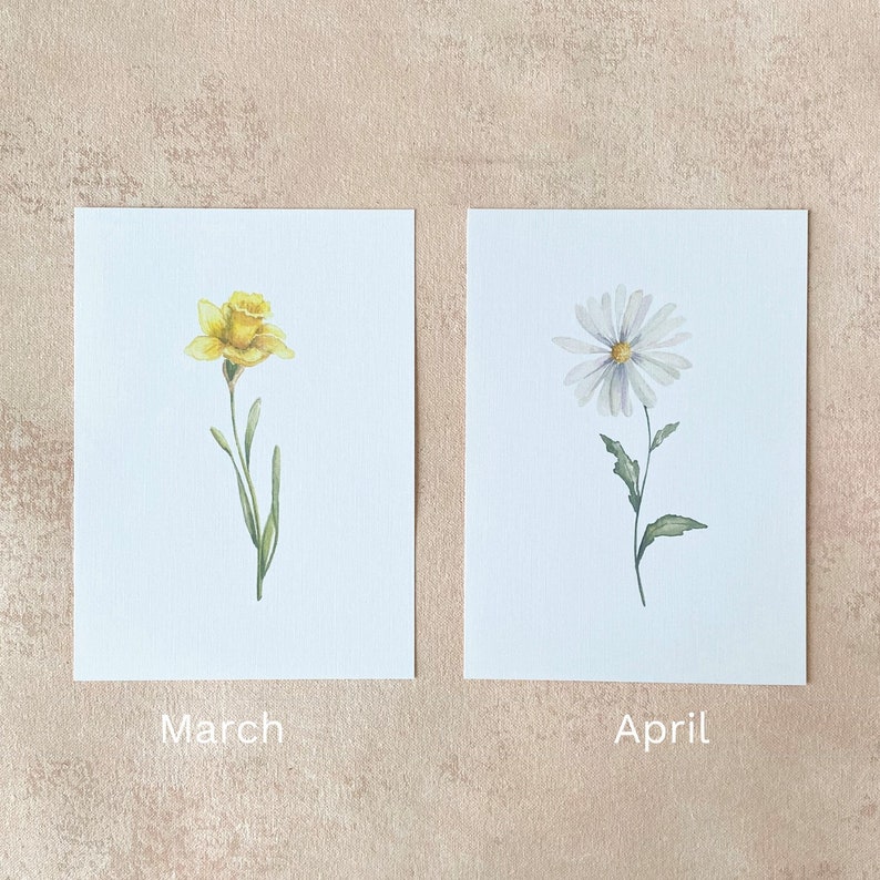Watercolor Birth Month Flower Prints Floral Garden Collage - Etsy