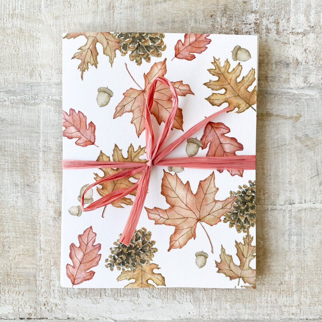 Fall Leaves Floral Note Card Set - Etsy