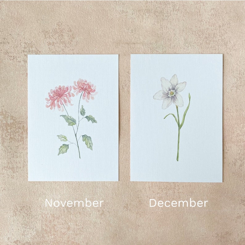 Watercolor Birth Month Flower Prints Floral Garden Collage - Etsy