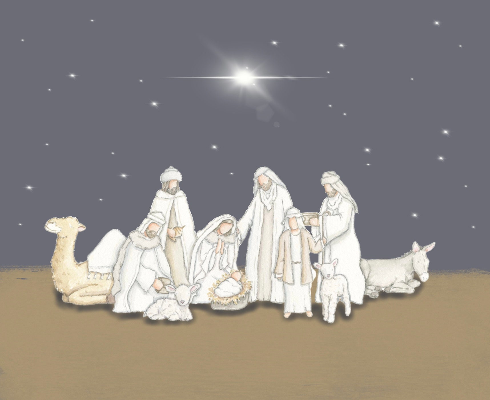 Nativity Cards Christmas Winter Holiday Jesus Christ Note Card Set of 5 ...