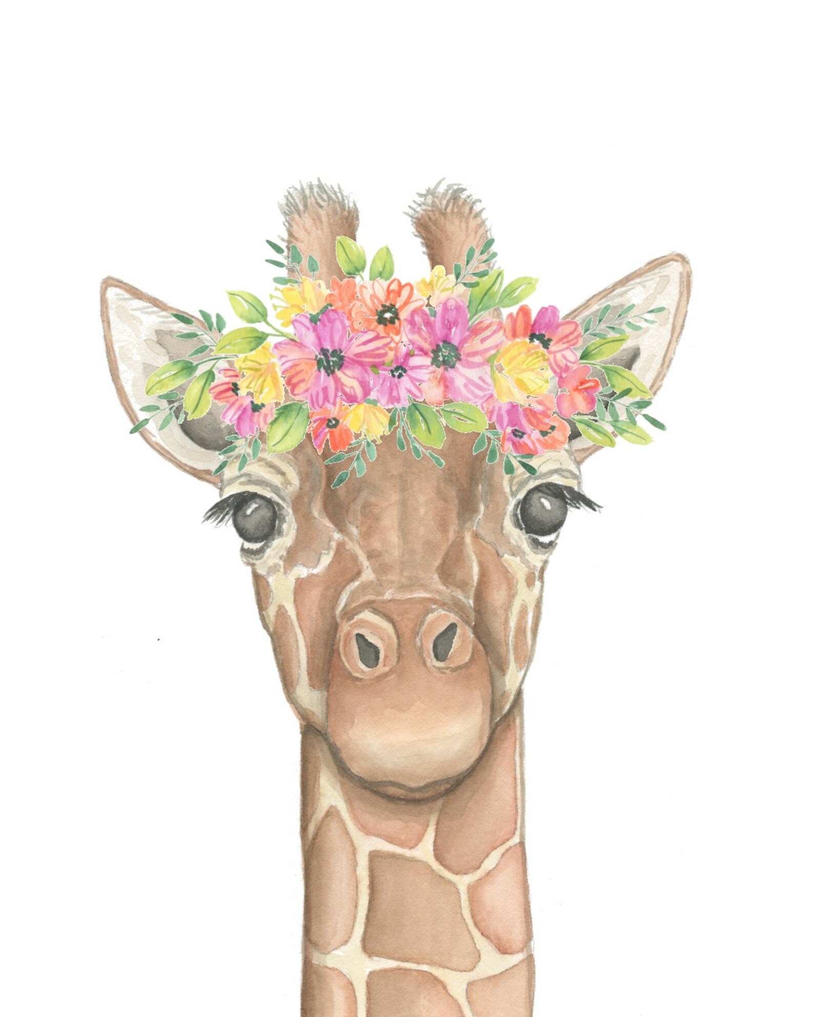 Floral Giraffe Wild Animals Collection - Etsy
