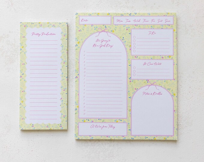 8x10 Daily Planning Pad Yellow Floral Watercolor Flowers Organizational ...