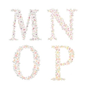Floral Letter Art Print Customizable and Personalized Flower Initial ...