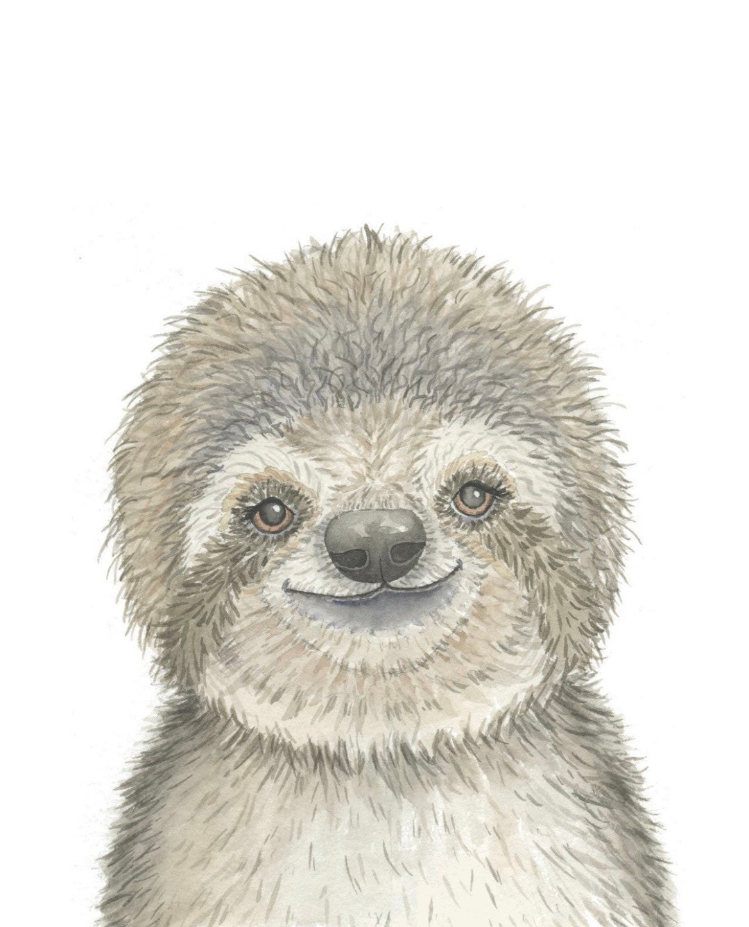 Sloth - Wild Animals Watercolor Sloth Art Sloth Painting Nursery Art ...