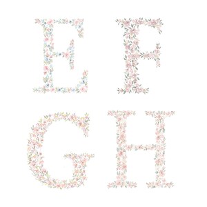 Custom Floral Letter Art Floral Initial Watercolor Nursery Baby Shower ...