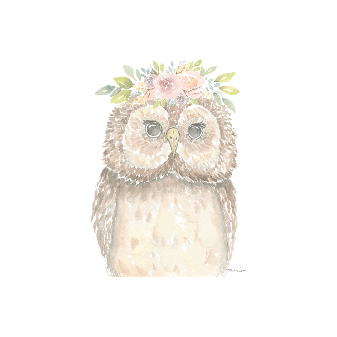Opal the Owl Watercolor Woodland Animal Art Owl Painting - Etsy