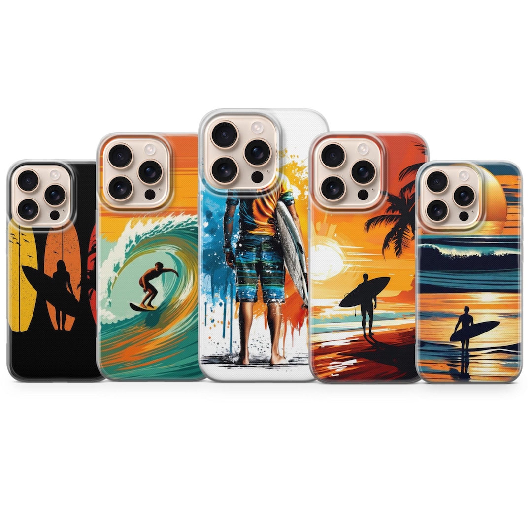 Surfing Phone Case Surfer Cover for iPhone 17 Pro Max, 16e, 15, 14, 13 ...