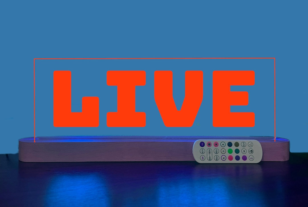 On Air, Live LED Sign With Awesome Large Wood Base - Great Gift for ...