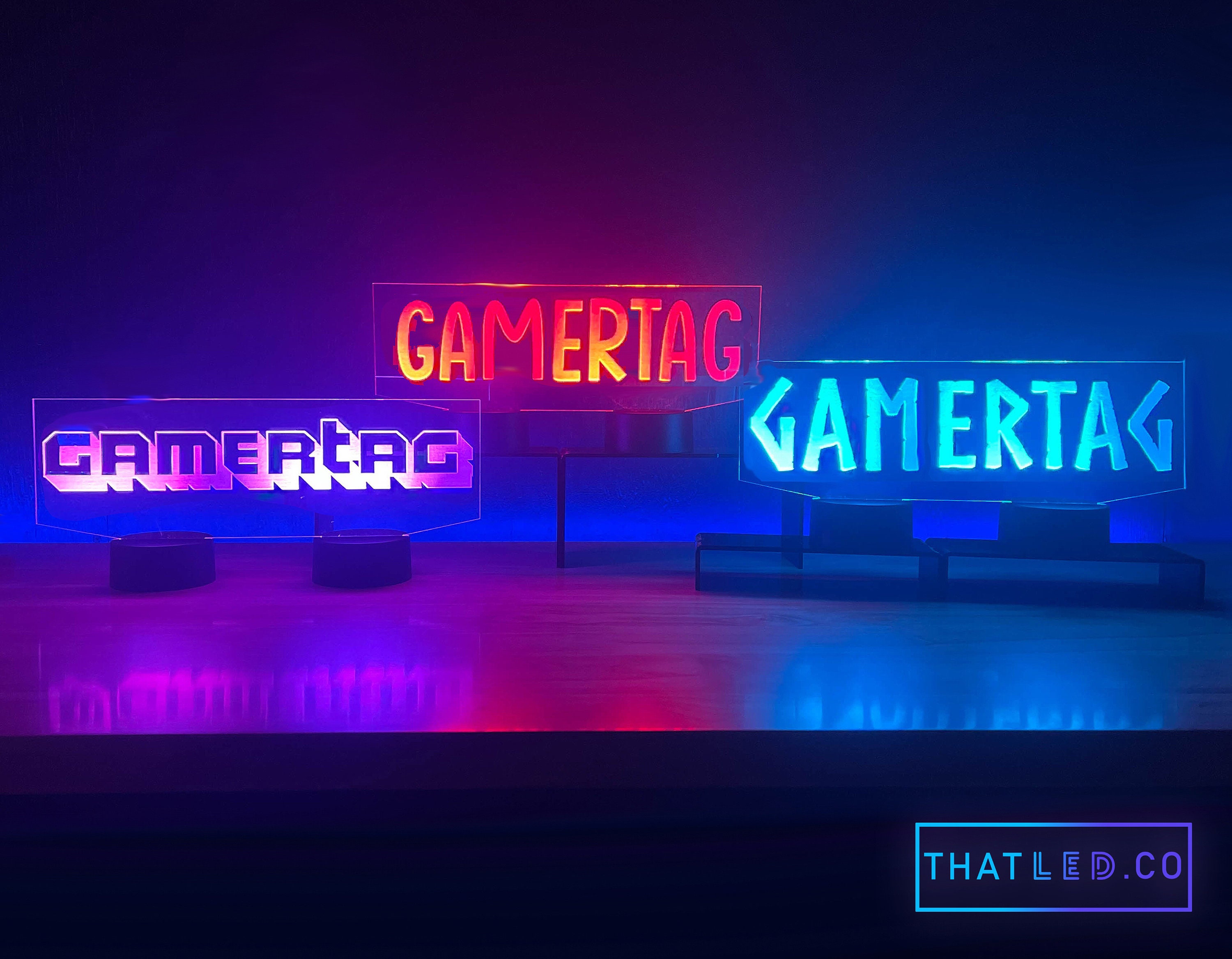 Custom Gamertag Dual Base LED for Streamers Gamers and - Etsy