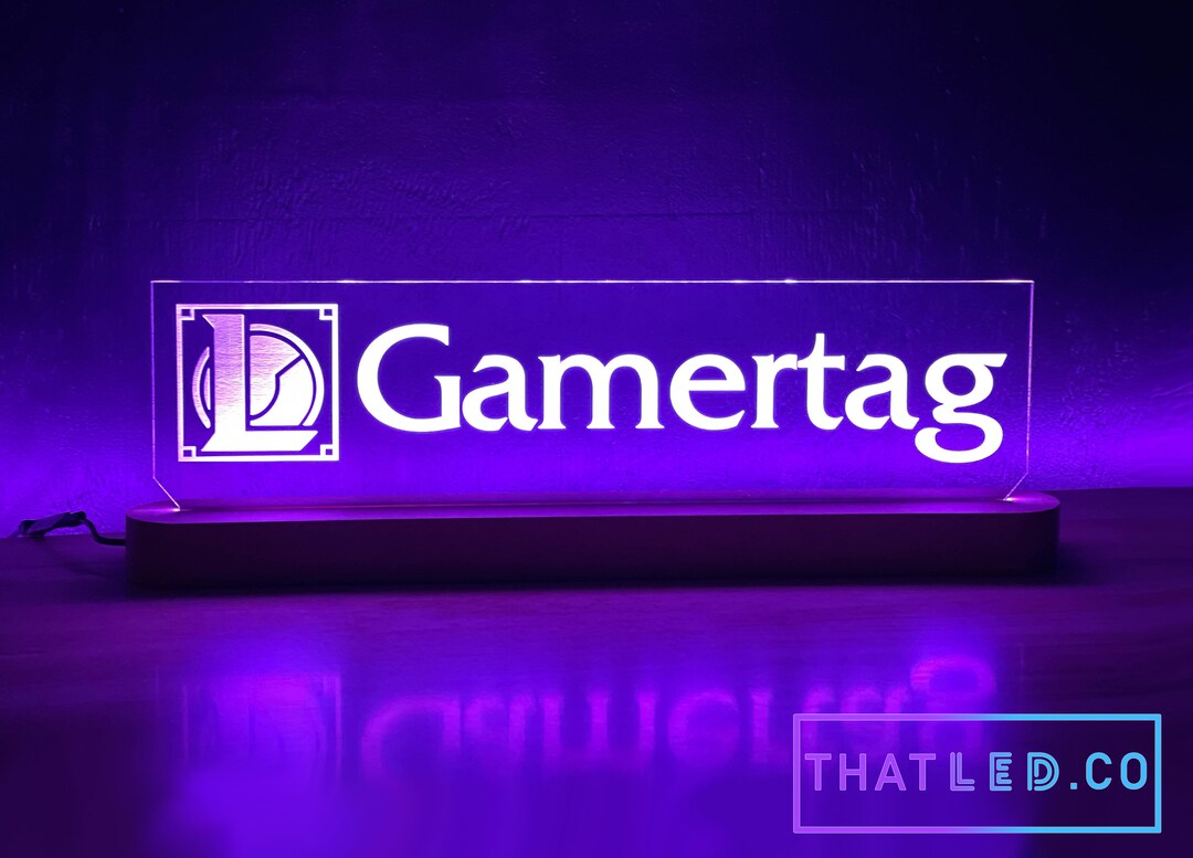 Large Custom MOBA Inspired Gamertag Sign With Awesome Wood Base - for ...