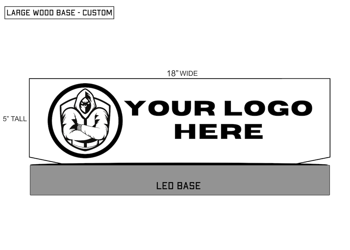 Large Custom LED Sign With Your Logo Large Wood Base for - Etsy