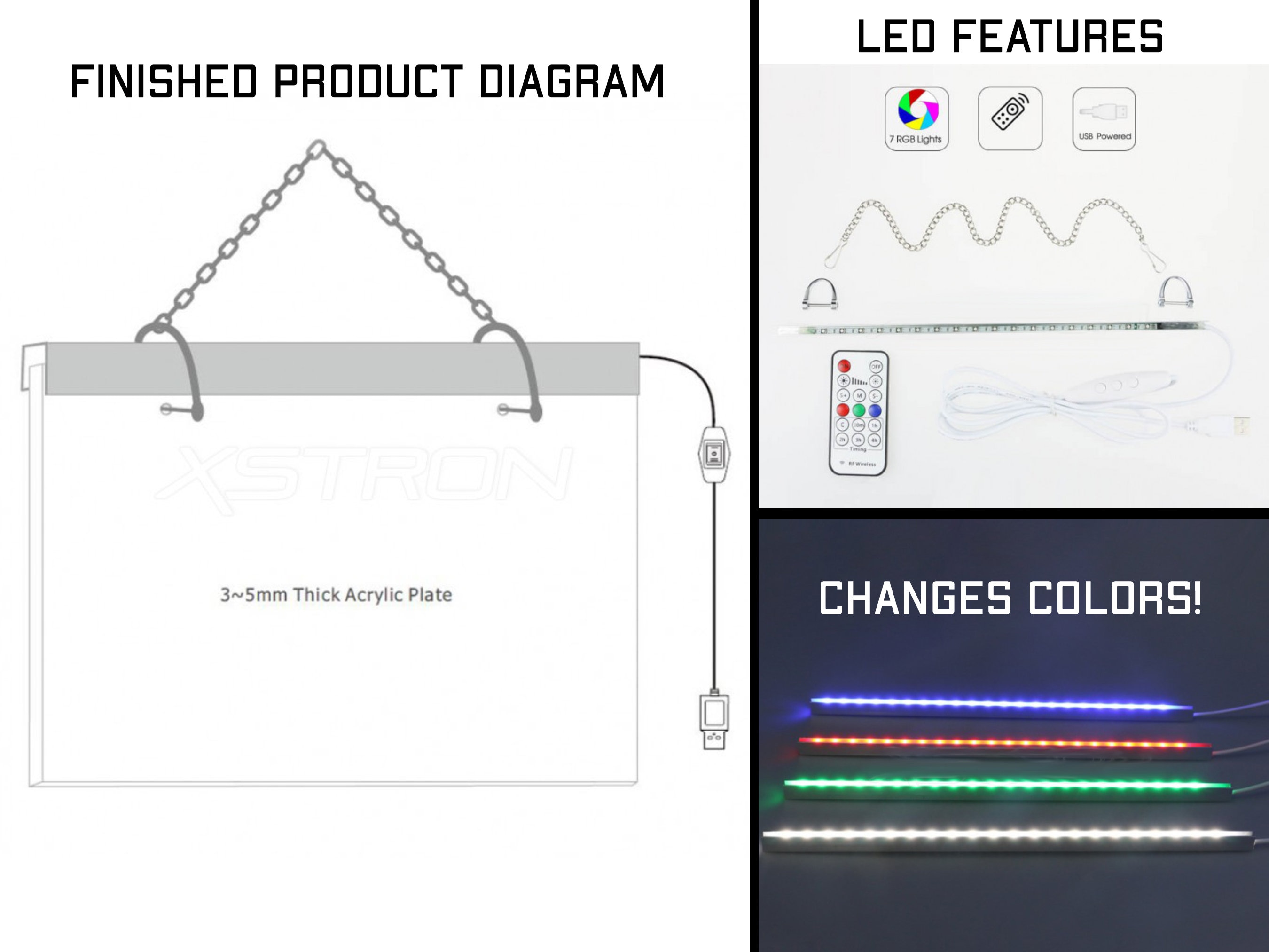 Custom Wall Hanging LED Sign with Engraved Acrylic Panel for | Etsy