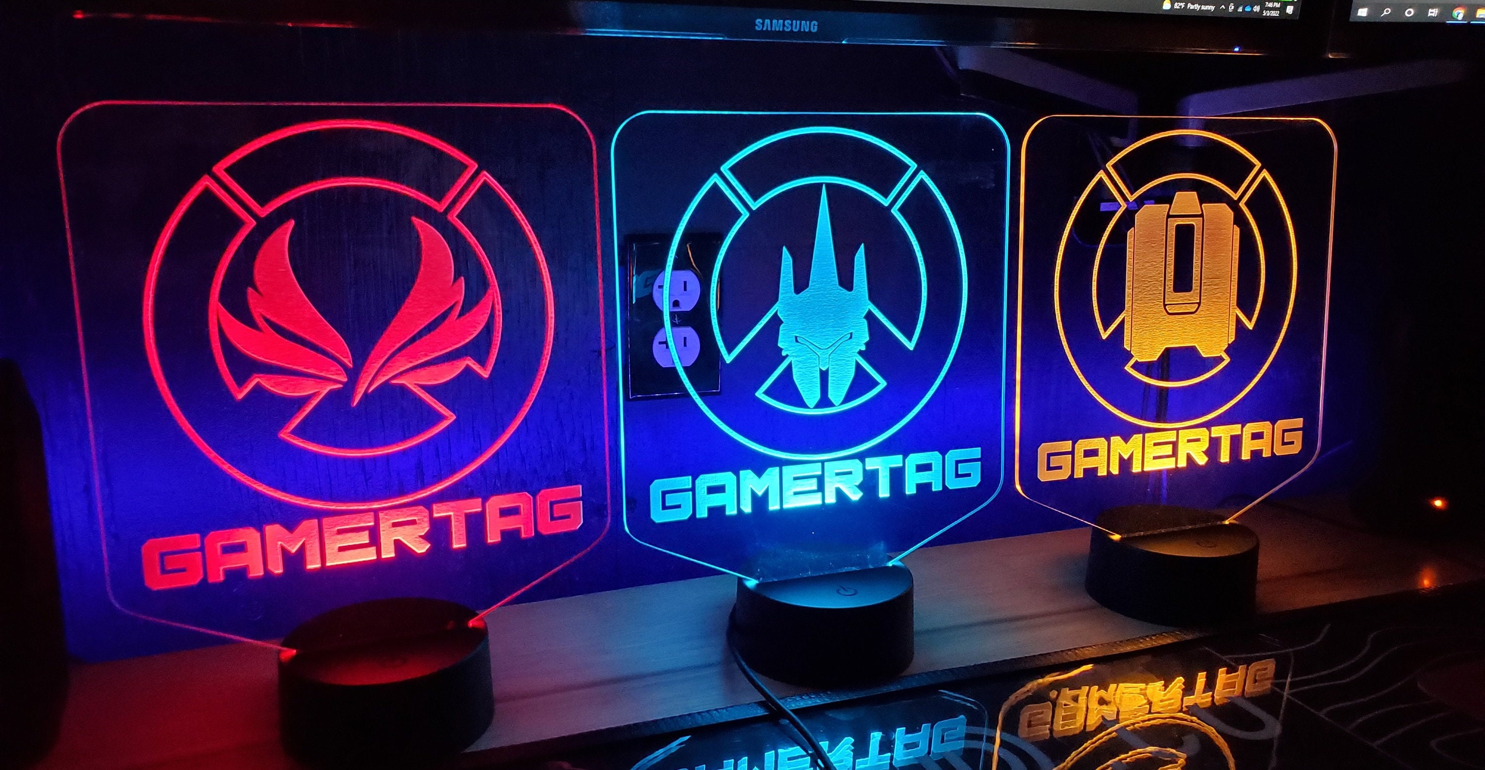 FPS Game Inspired Backlit LED w/ Custom Gamertag - Character Symbol or ...