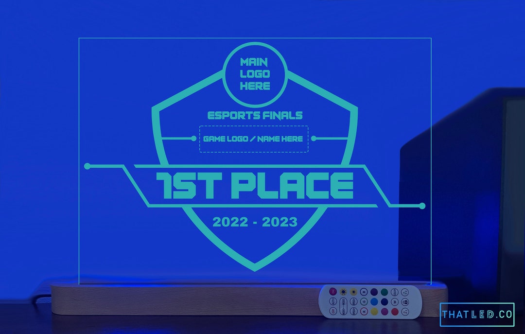 Custom Esports LED Trophy - Large Wood Base - for Gamers, Schools ...