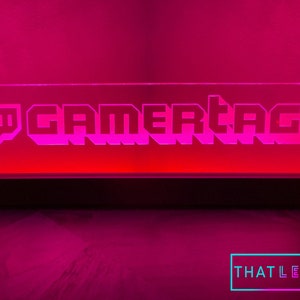 Large Custom Gamertag LED Sign With Awesome Wood Base - for Streamers ...