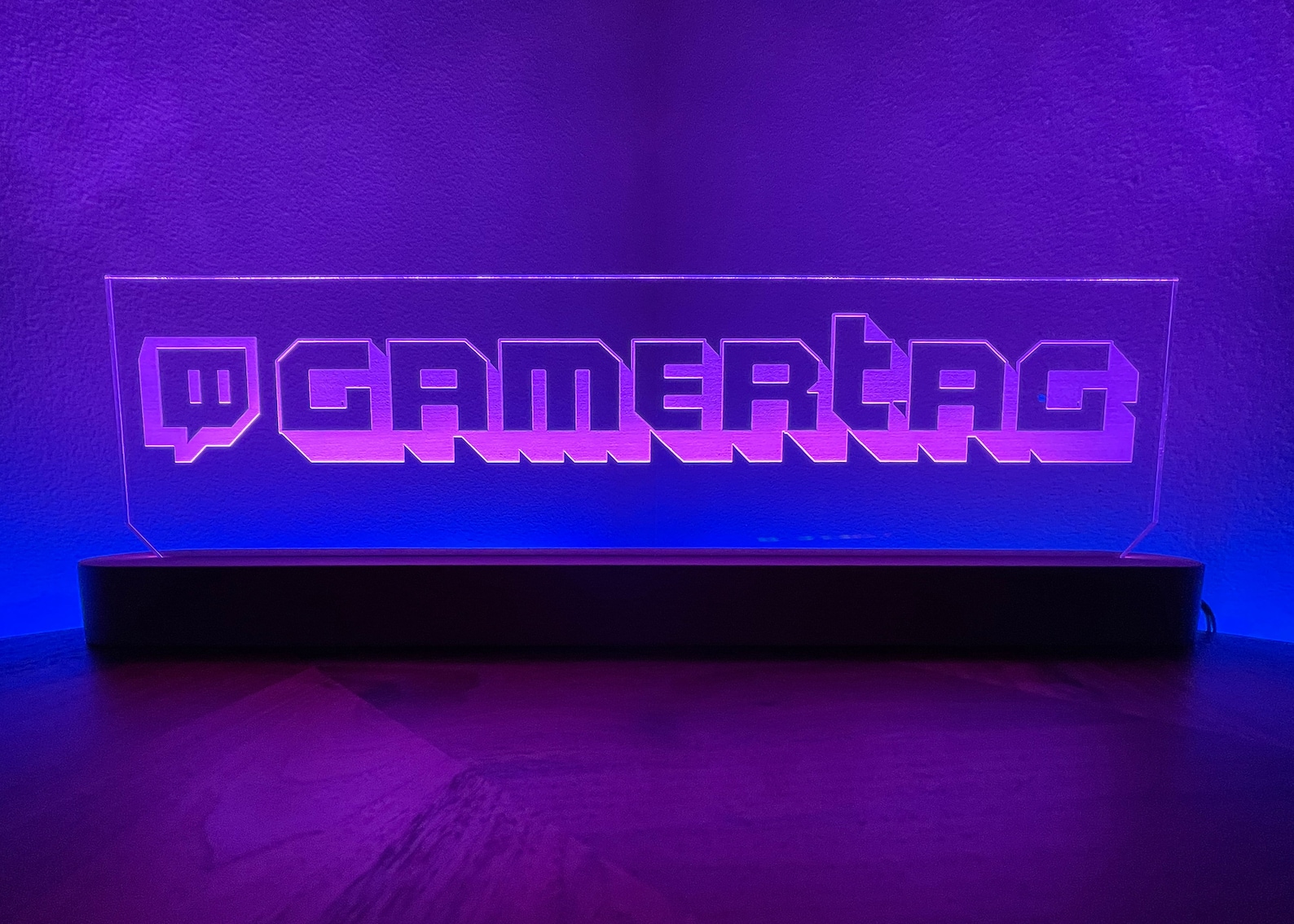Large Custom Gamertag LED Sign With Awesome Wood Base for - Etsy