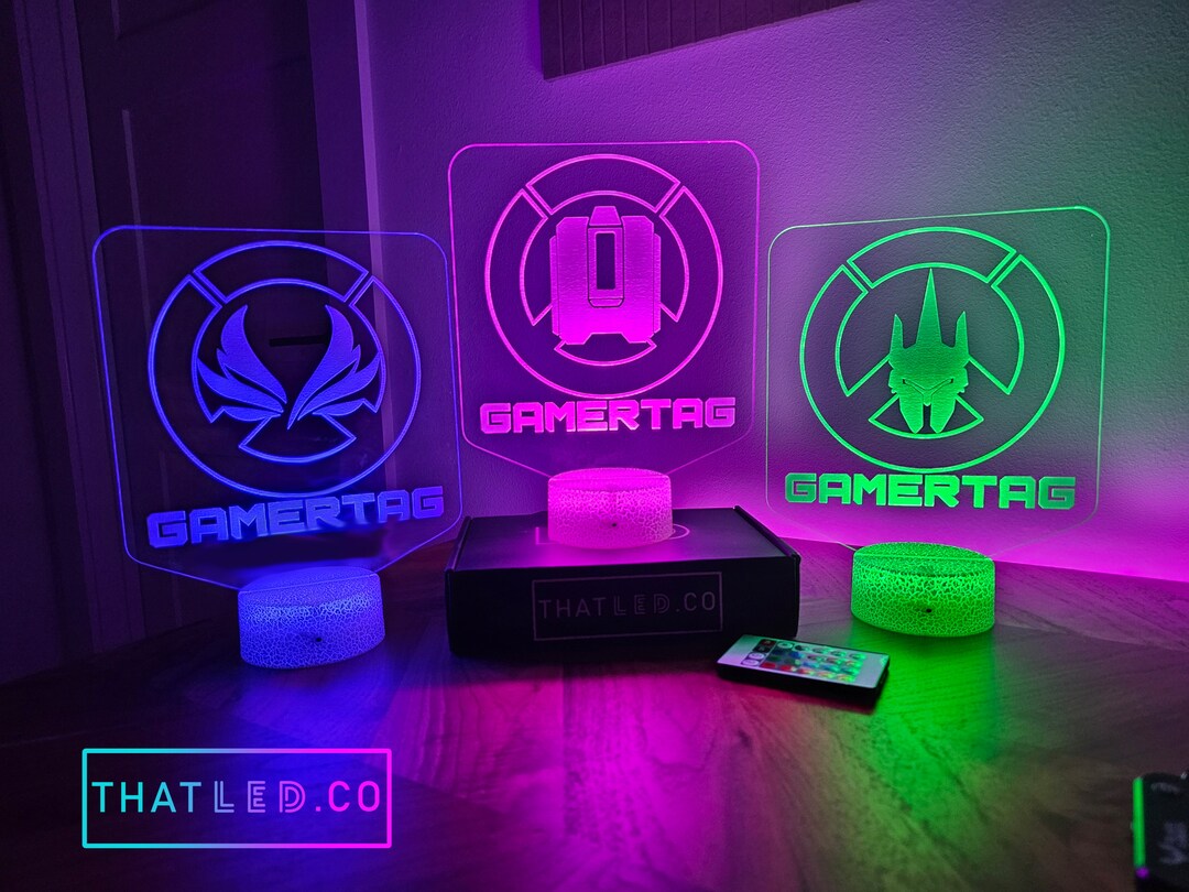 FPS Game Inspired Backlit LED W/ Custom Gamertag and White Crackle Base ...