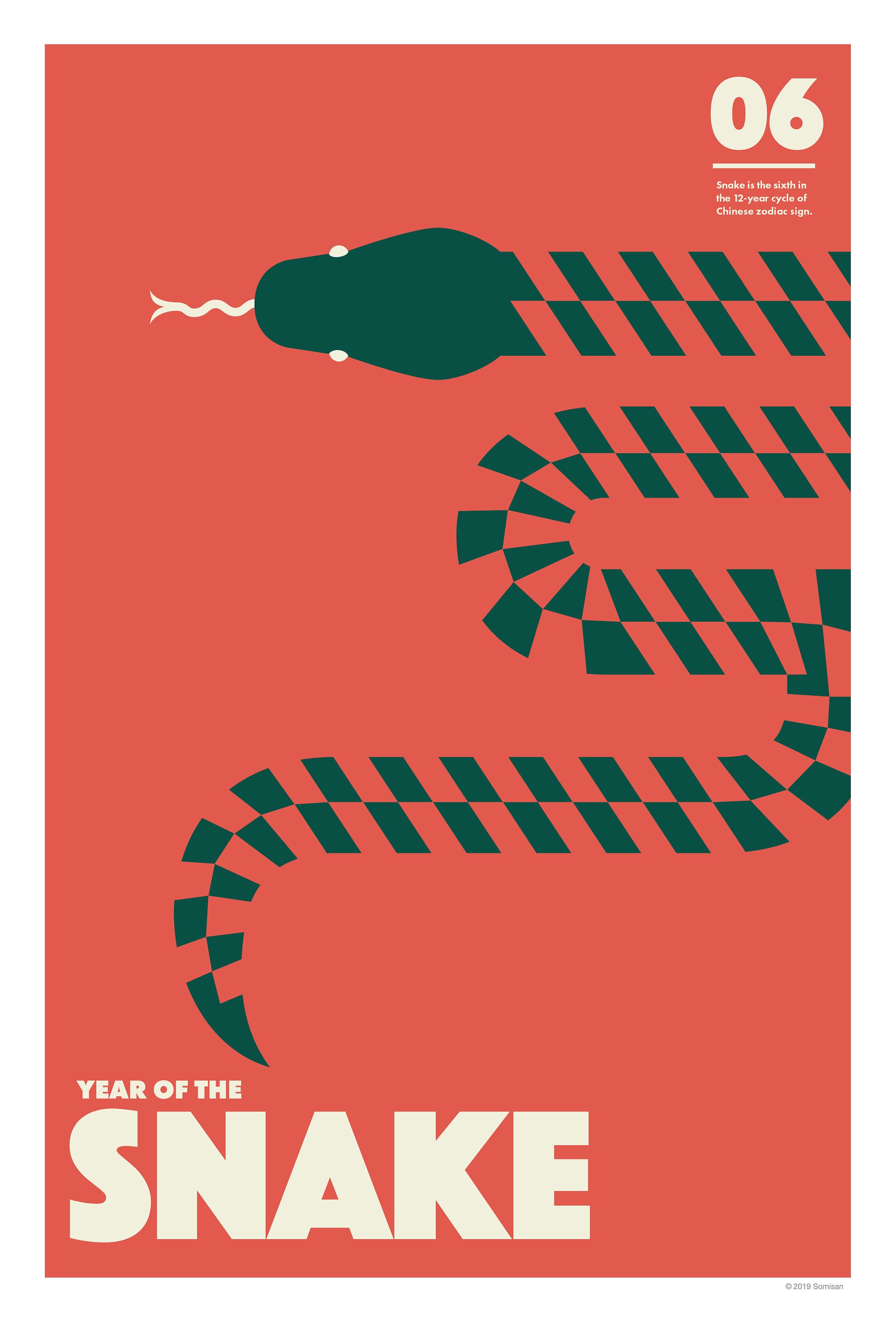 Chinese Zodiac Snake Print - Etsy