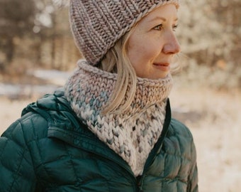 Gray and Brown Multi Color Merino Wool Fair Isle Hand Knit Cowl, Luxury ...