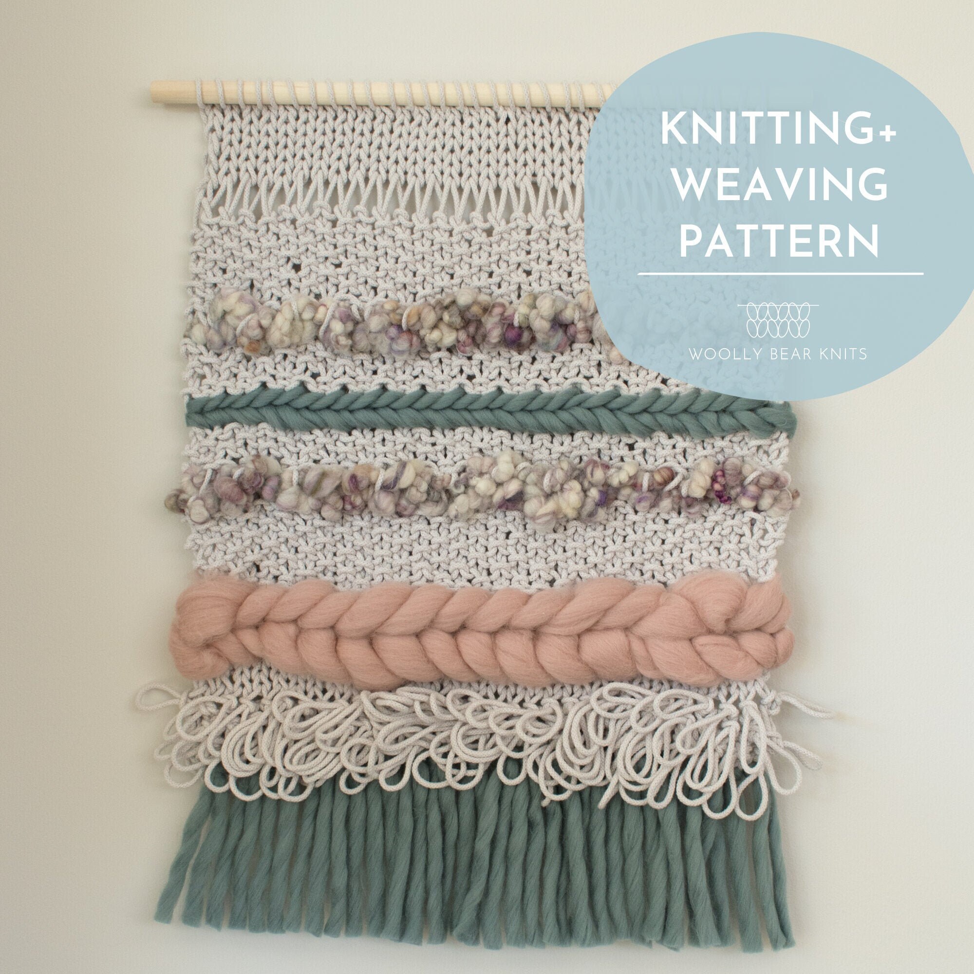 KNITTING WEAVING PATTERN: Iona Wall Hanging Easy Boho Knit | Etsy