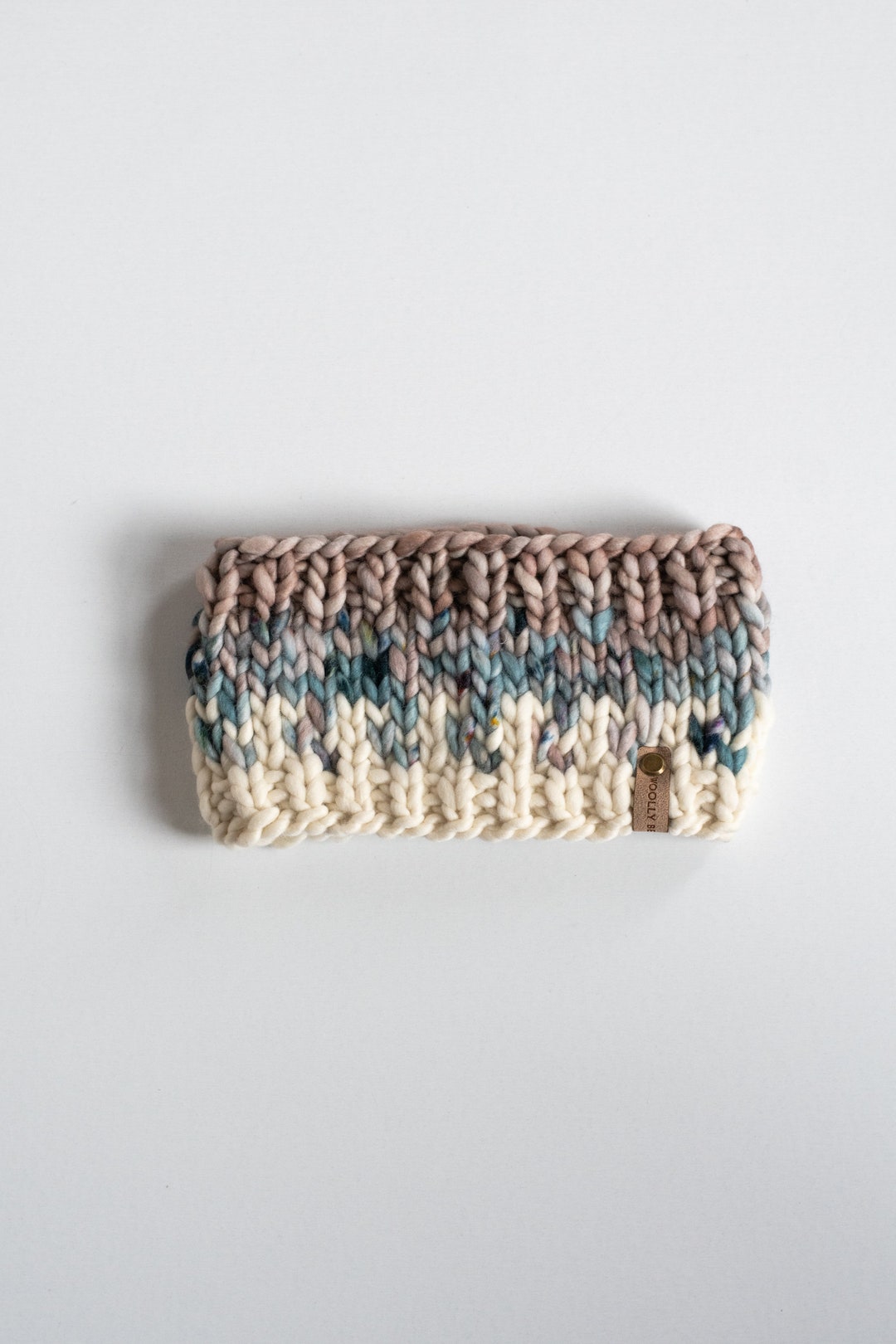 Gray Multi-color Merino Wool Hand Knit Headband, Fair Isle Headband ...