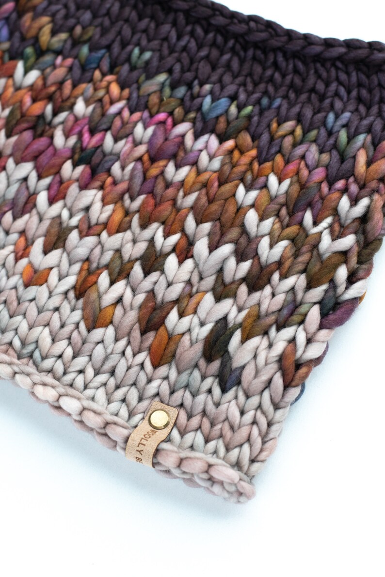 Gray and Multicolor Merino Wool Fair Isle Hand Knit Cowl, Luxury Chunky ...