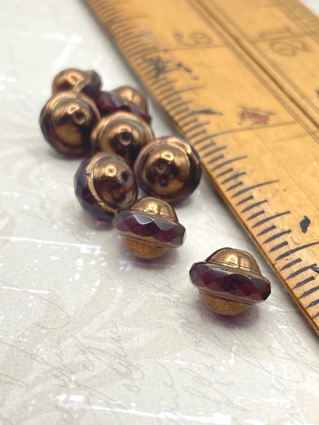 Czech Glass Saturn Beads: Purple Aubergine With Bronze Finish (8x10mm ...