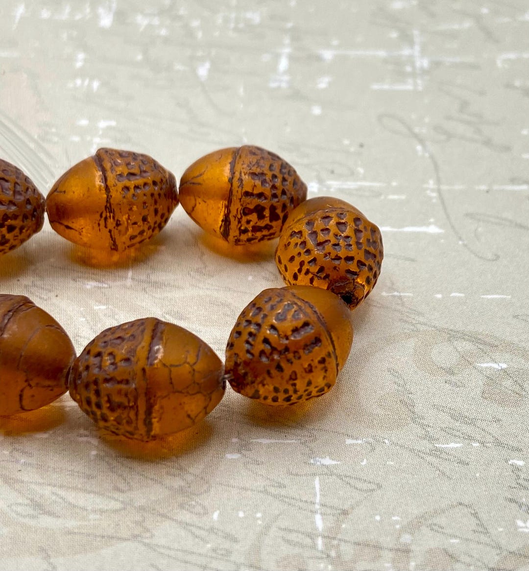 New! Czech Acorn Beads, Pack of Four (4) | 12x10mm | Rustic Matte ...
