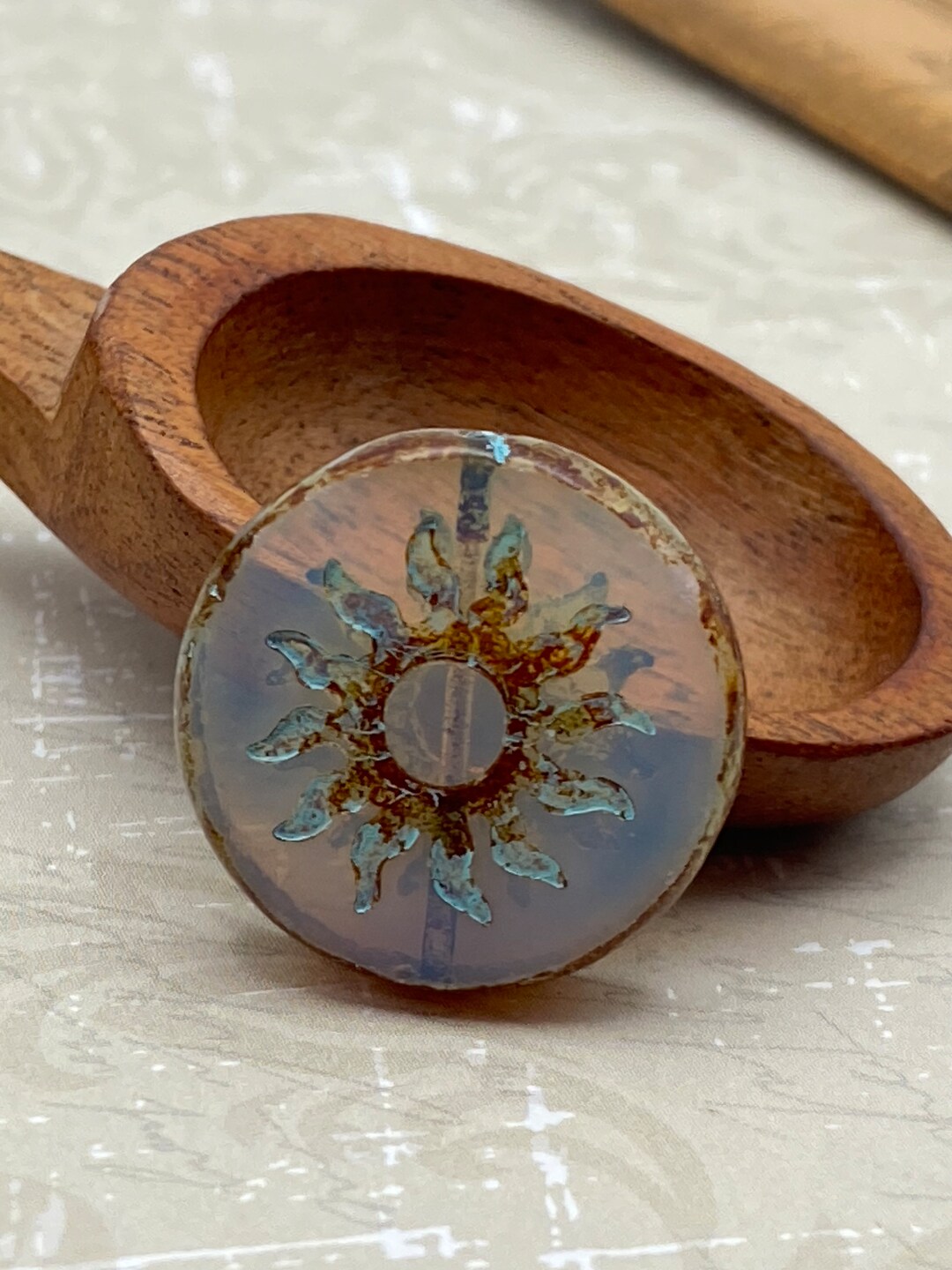 Premium Czech Table Cut SUN Coin Bead | Beige With Picasso Finish ...