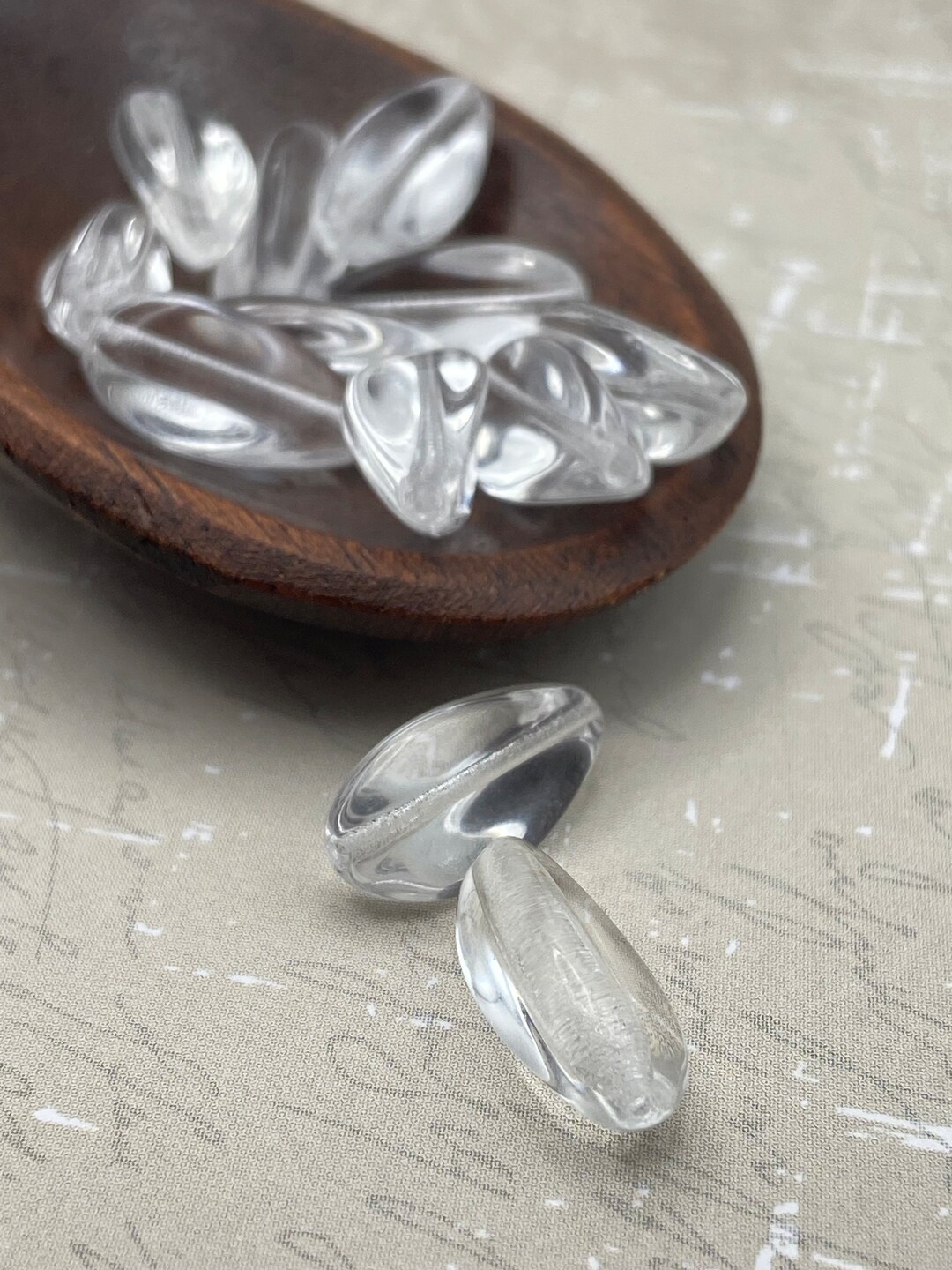 Twisted / Pinched Rectangle Beads 15x8mm | Set of Twelve (12) | Crystal ...