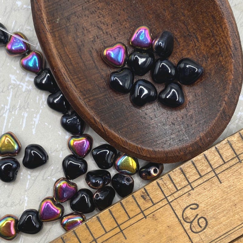 Czech Glass Bead Hearts - Etsy UK