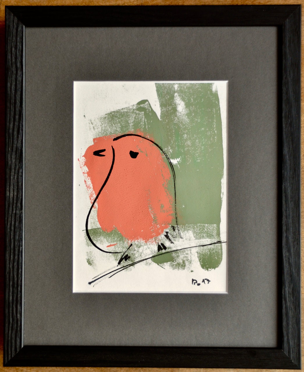Funny Ink Drawing Robin & Hand Print Fritzi 07 Natural - Etsy