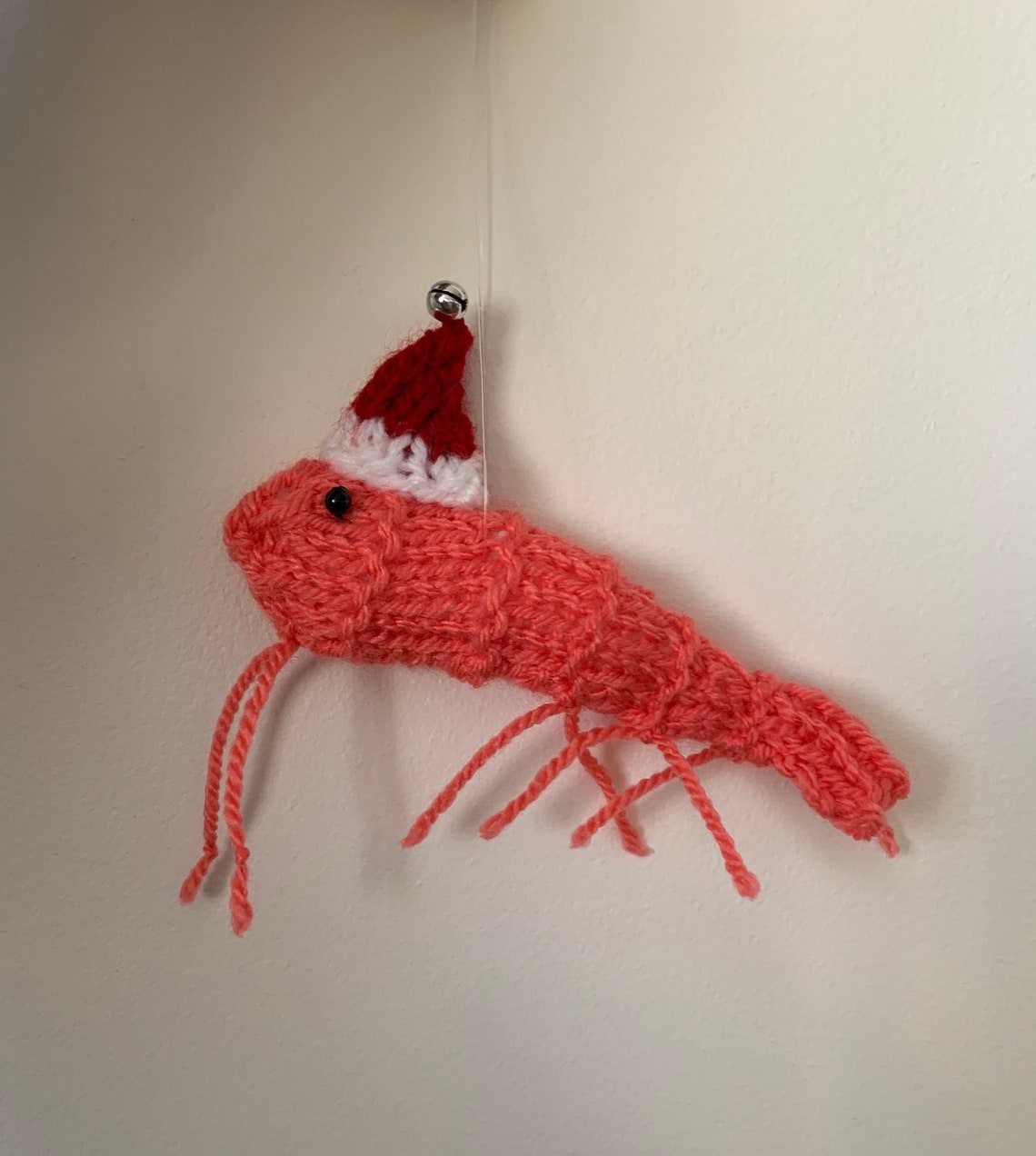 Cornish Knitted Santa Prawn Shrimp Coloured Prawn - Etsy