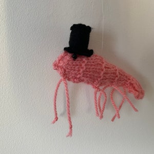 Cornish Knitted Pink Prawn With Top Hat - Etsy