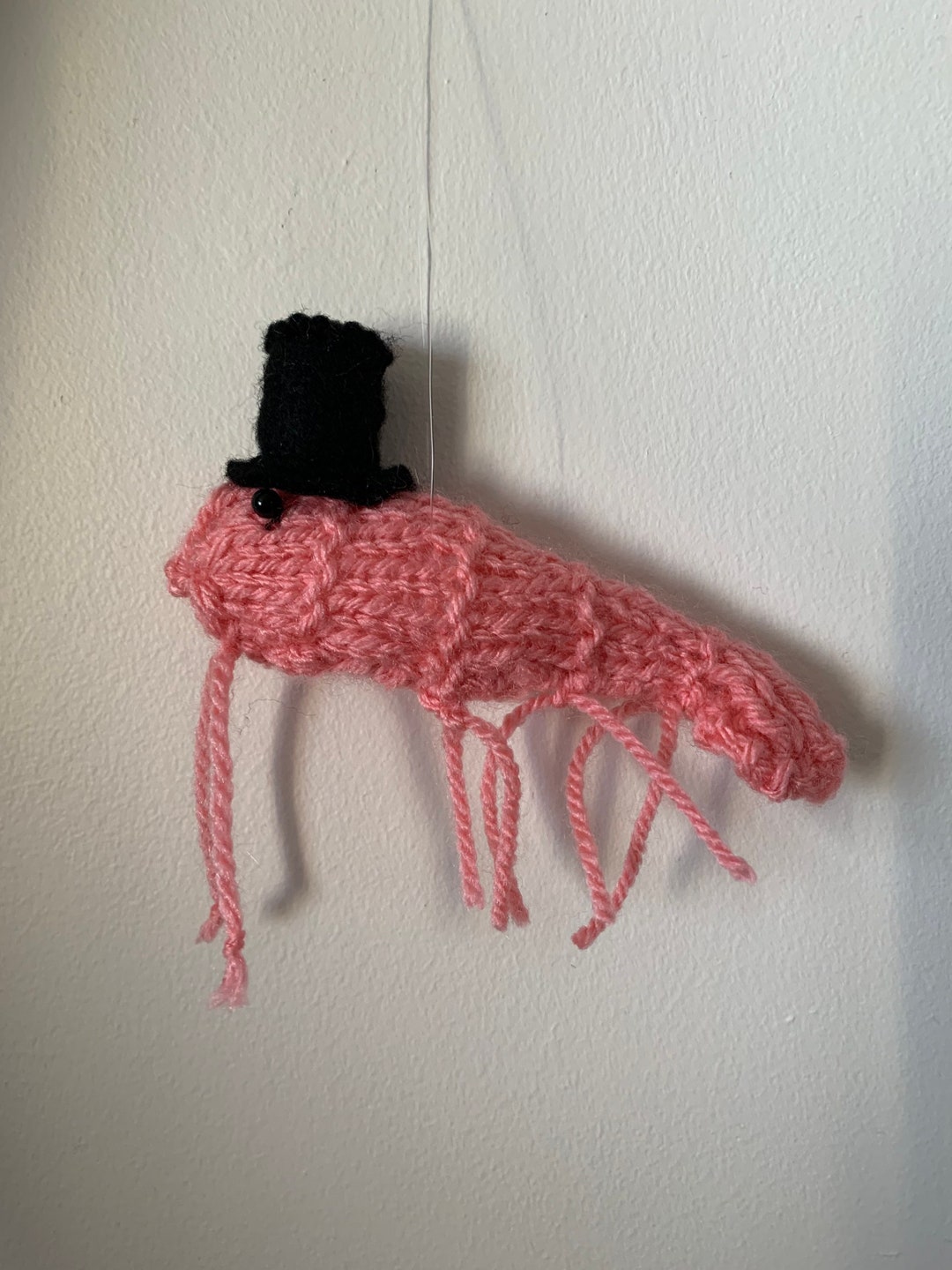 Cornish Knitted Pink Prawn With Top Hat - Etsy