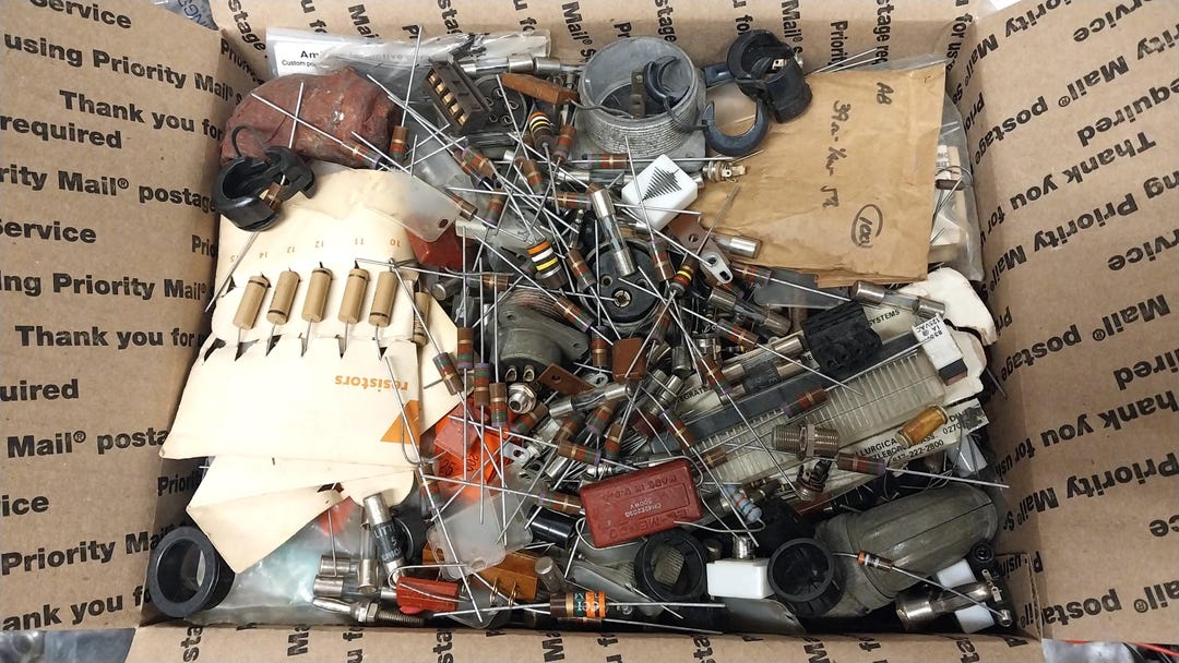 Big Box of Misc. Mix Electrical Electronic Ham Radio Parts 1920s-2000s ...