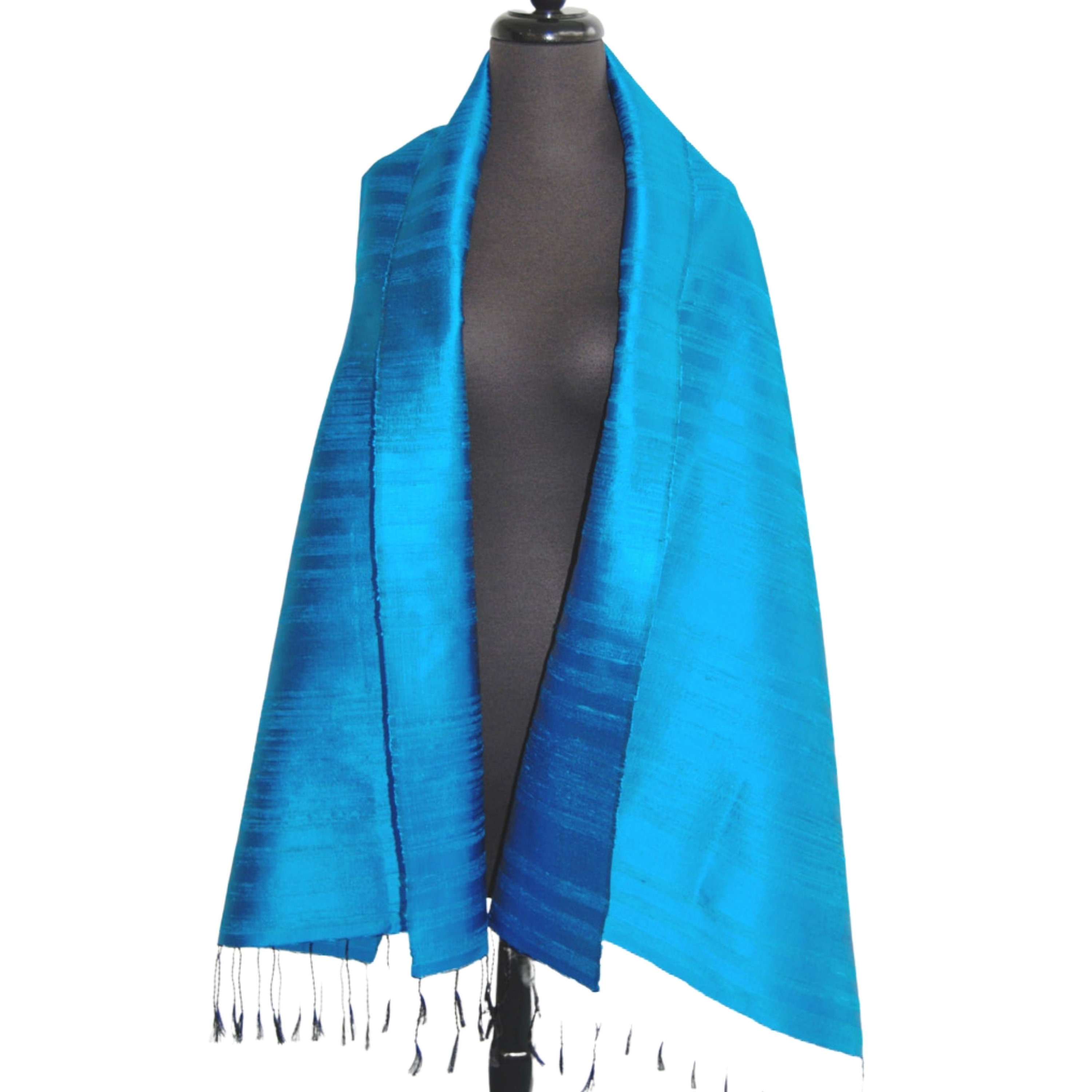 Teal Blue Real Thai Silk Shawl Wrap Large New - Etsy