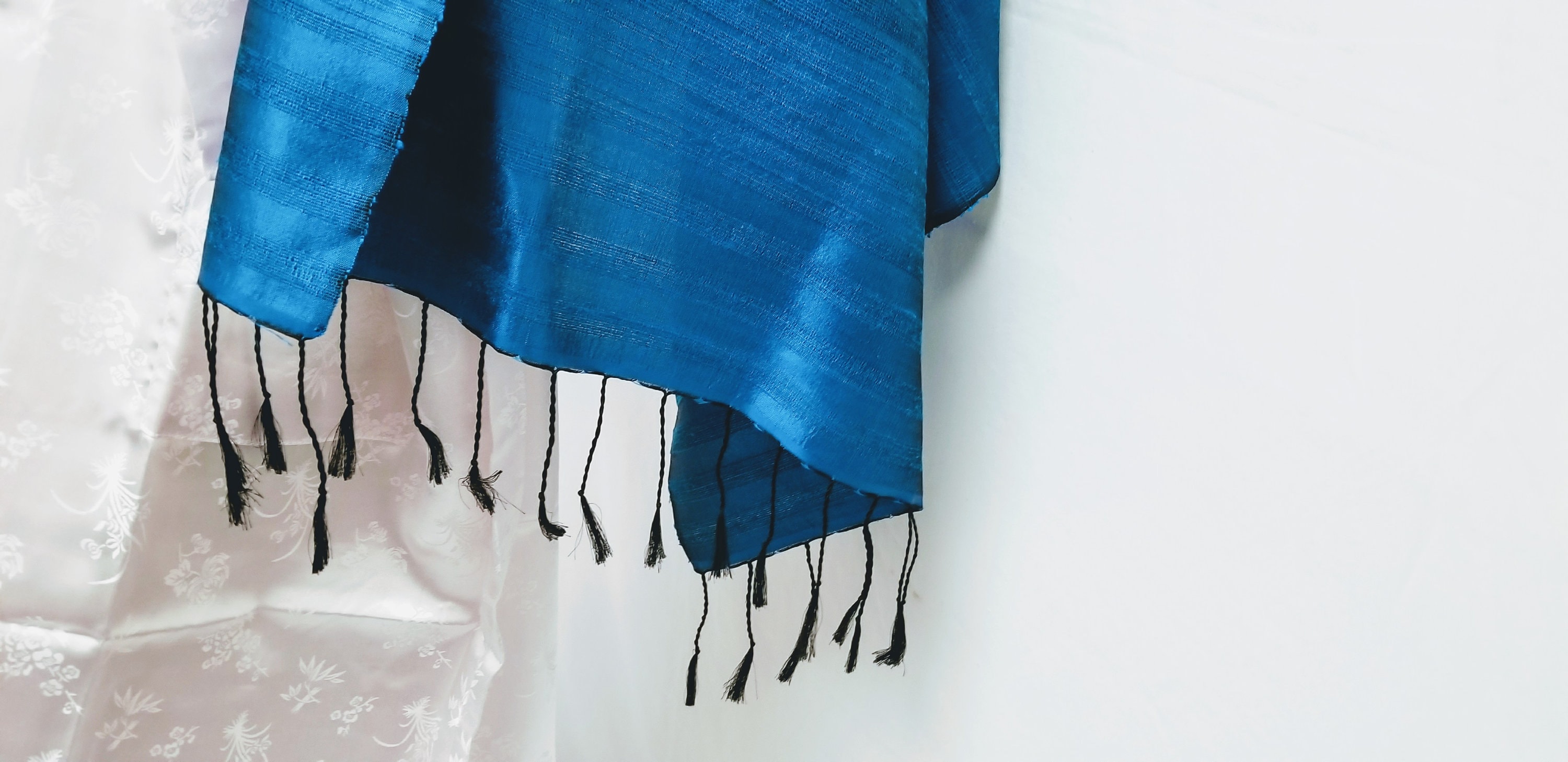 Teal Blue Real Thai Silk Shawl Wrap Large New - Etsy