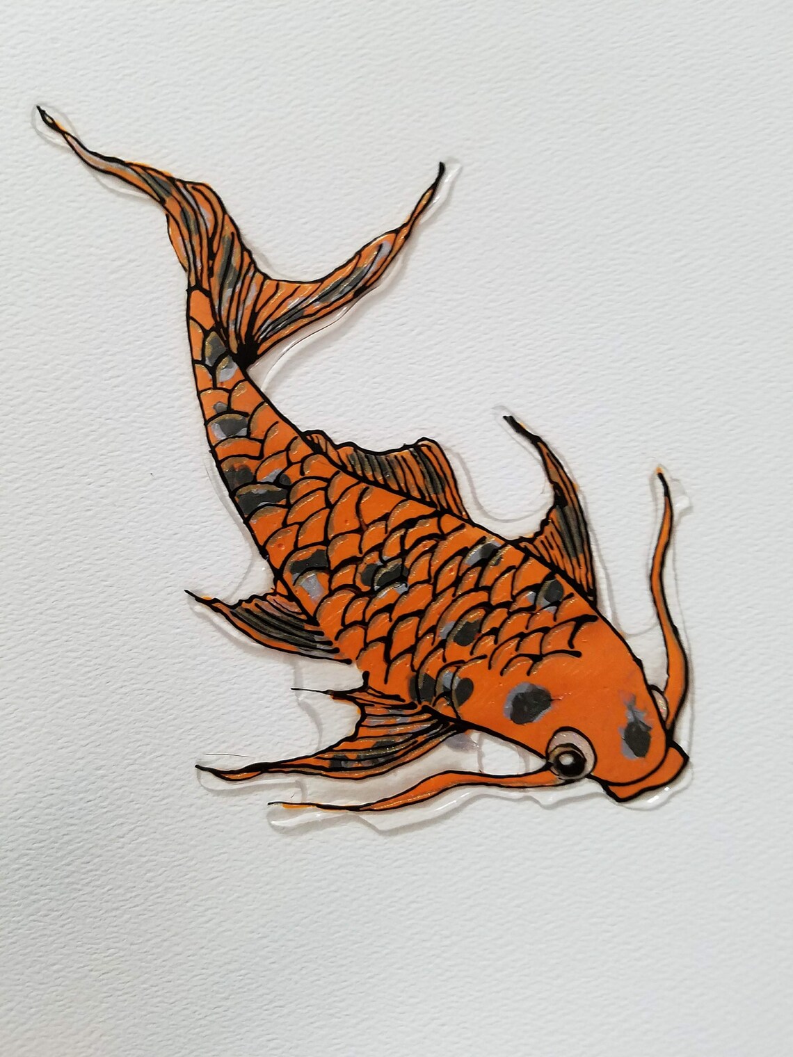 Swimming Koi fish Set of 4 mini Koi hand painted stained | Etsy