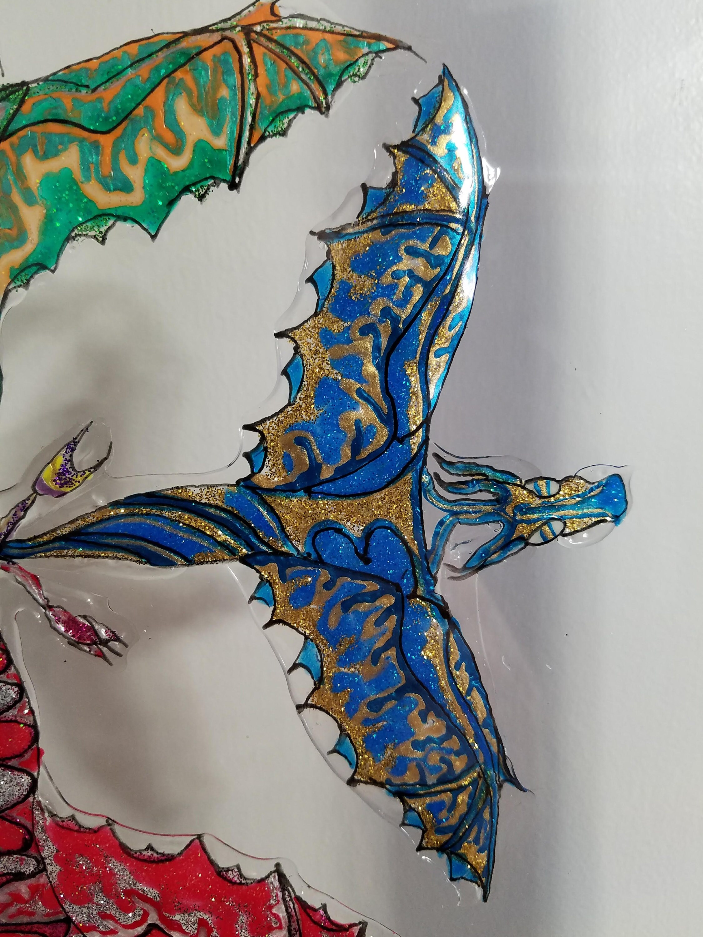 Compass Rose of Dragons Hand Painted Stained Glass Decal/art | Etsy