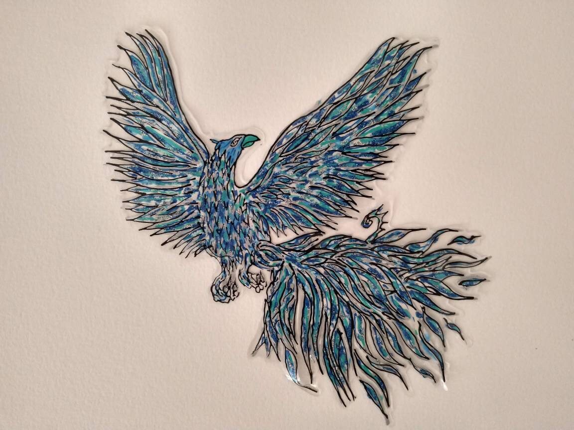 Blue Phoenix Bird Drawing