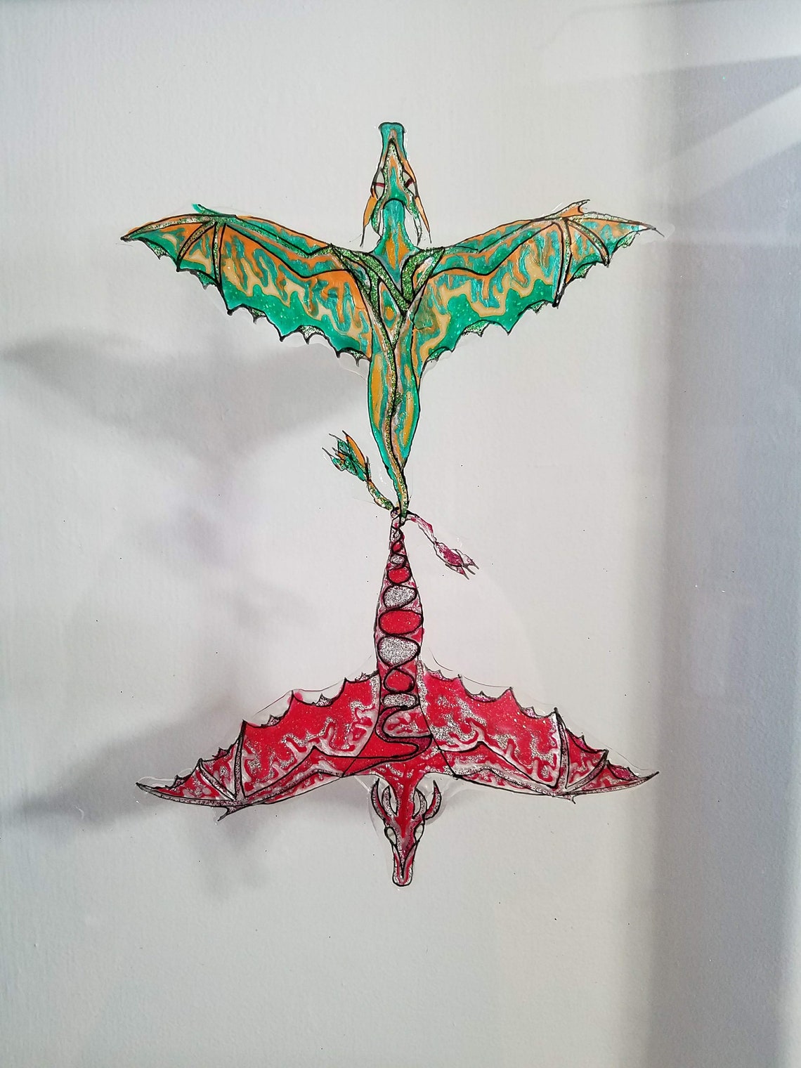 Compass Rose of Dragons Hand Painted Stained Glass Decal/art | Etsy