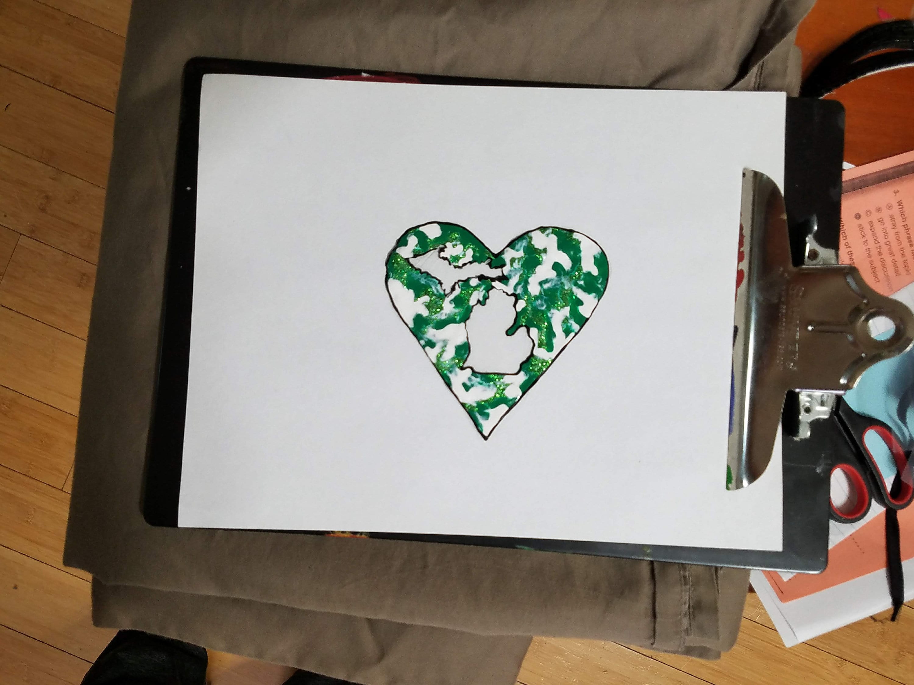 Green and White MSU Heart With Michigan Outline Window Art - Etsy