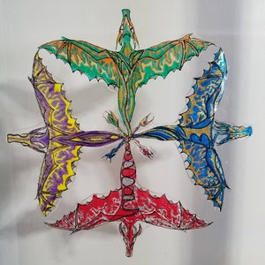 Compass Rose of Dragons Hand Painted Stained Glass Decal/art - Etsy