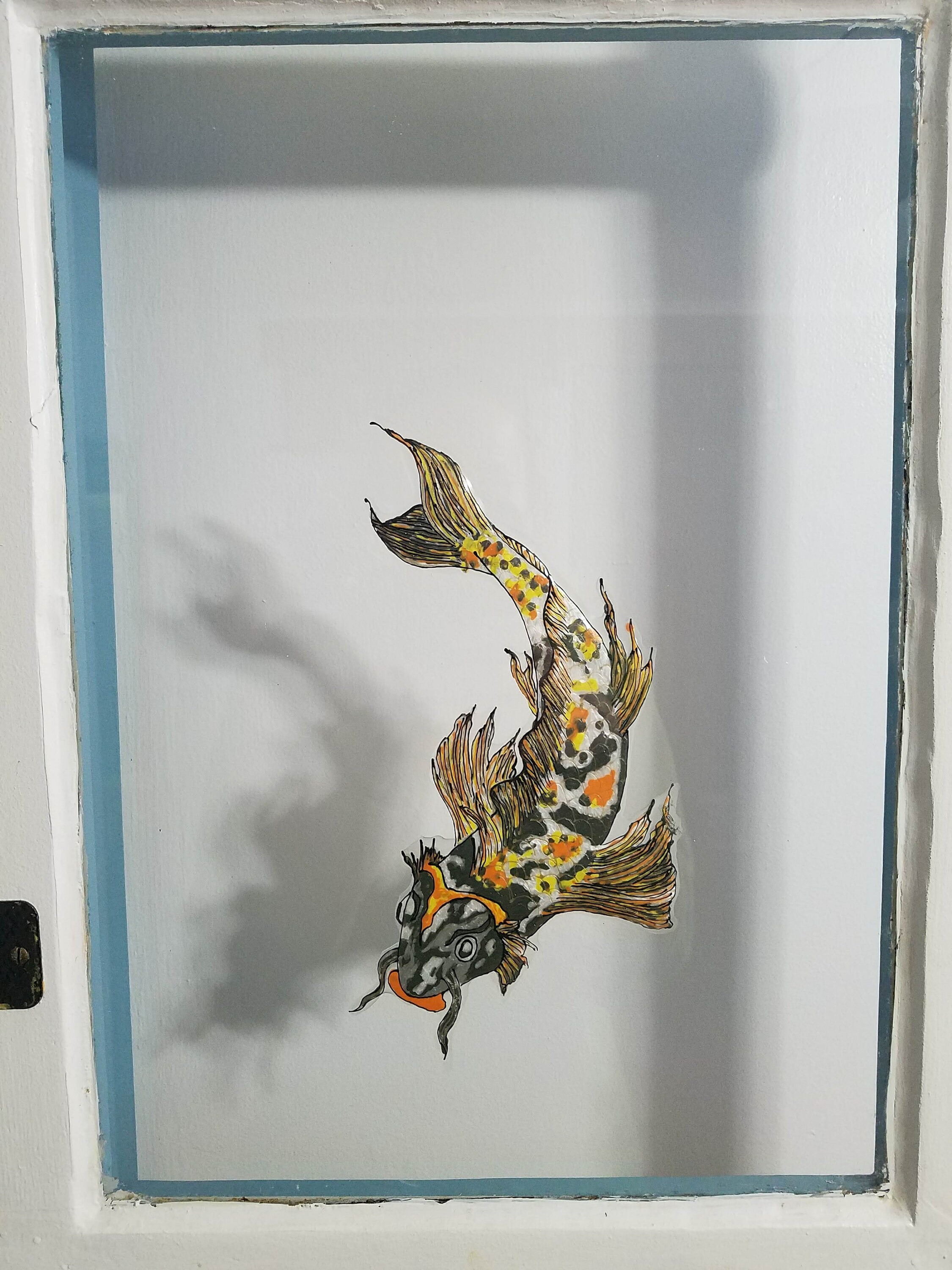 Silver Spotted Koi Fish Hand Painted Stained Glass | Etsy