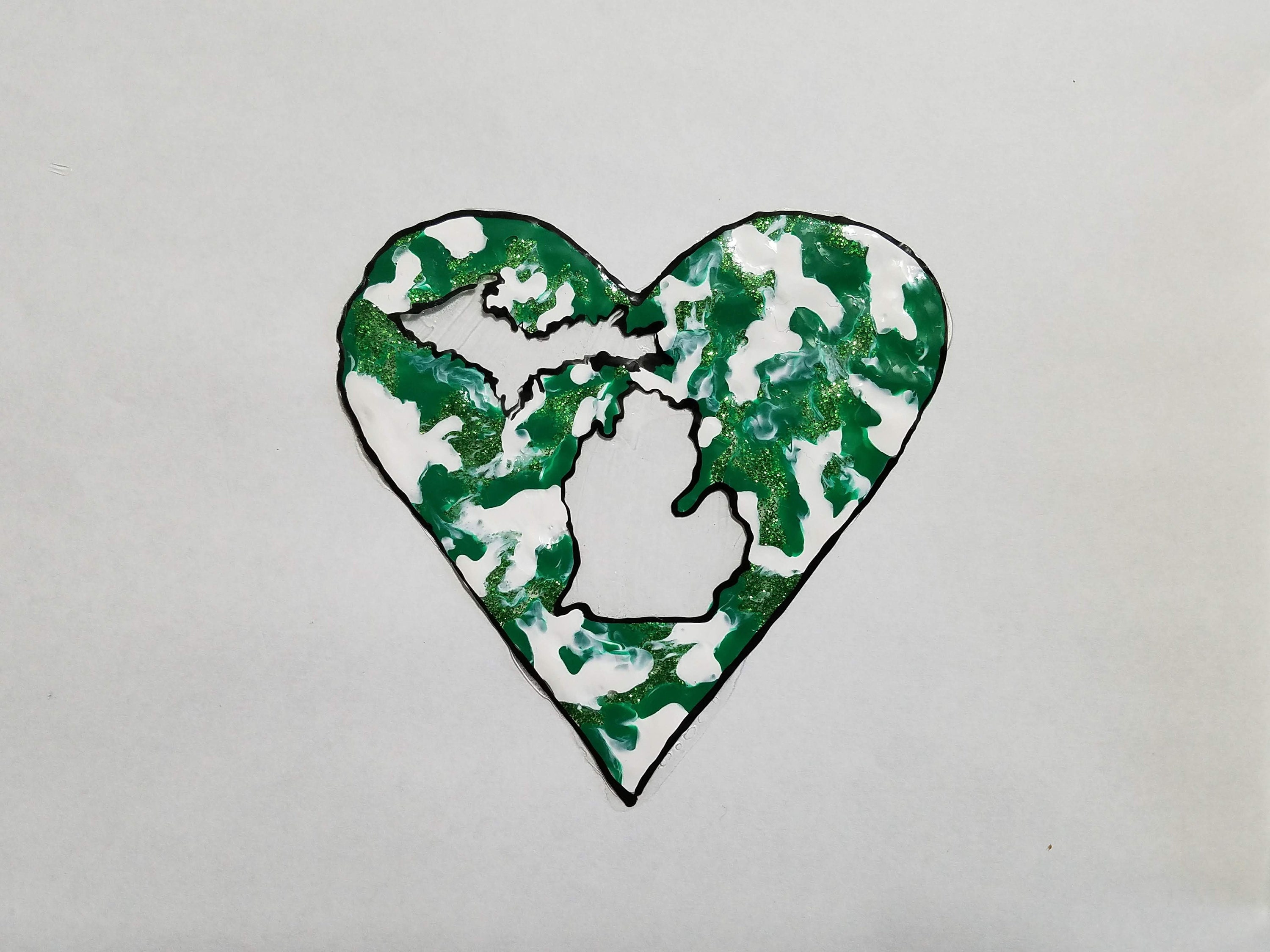 Green and White MSU Heart With Michigan Outline Window Art - Etsy